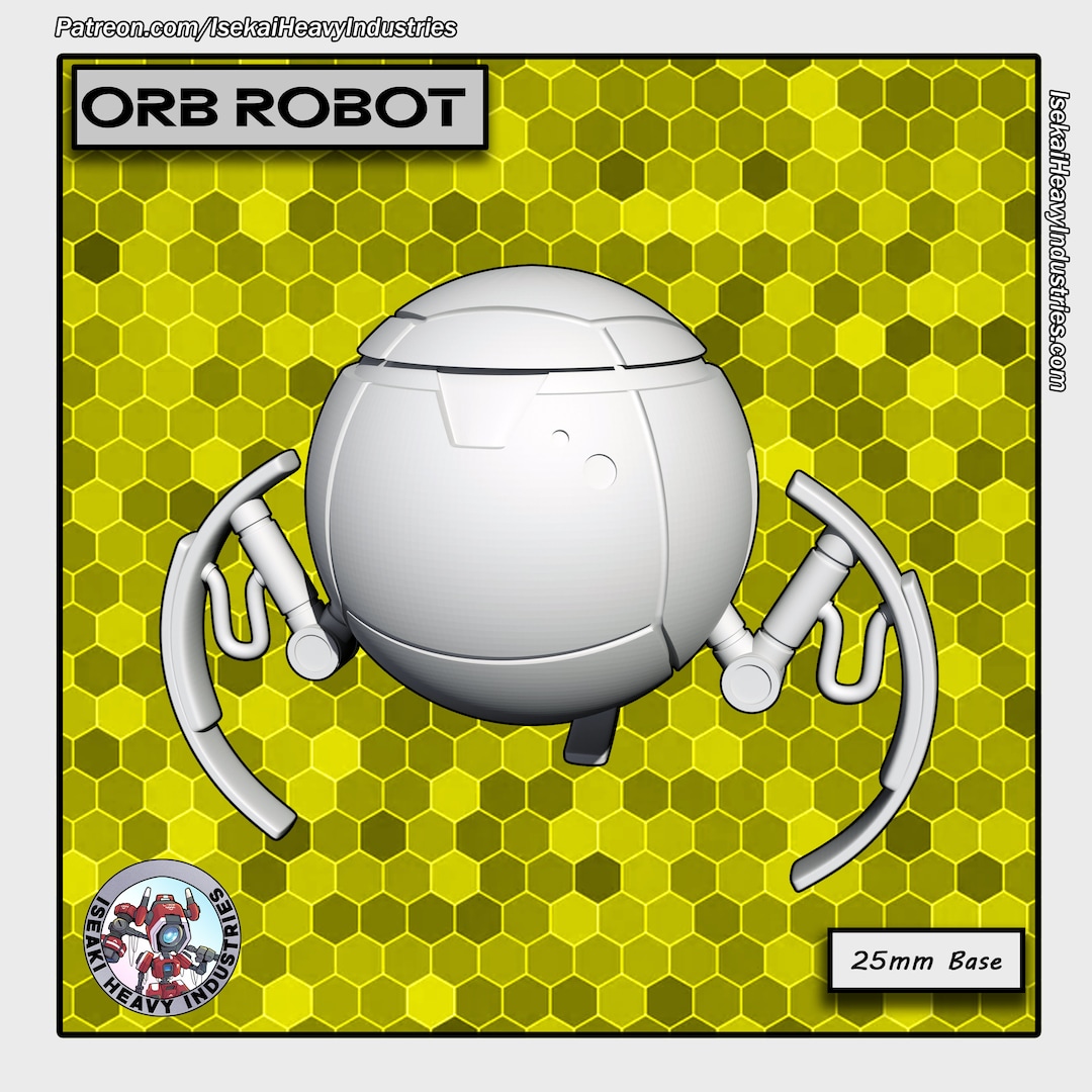 Orb Robot on 25mm Base by Isekai Heavy Industries Great for Crisis Protocol, Superhero Rpgs, and ...
