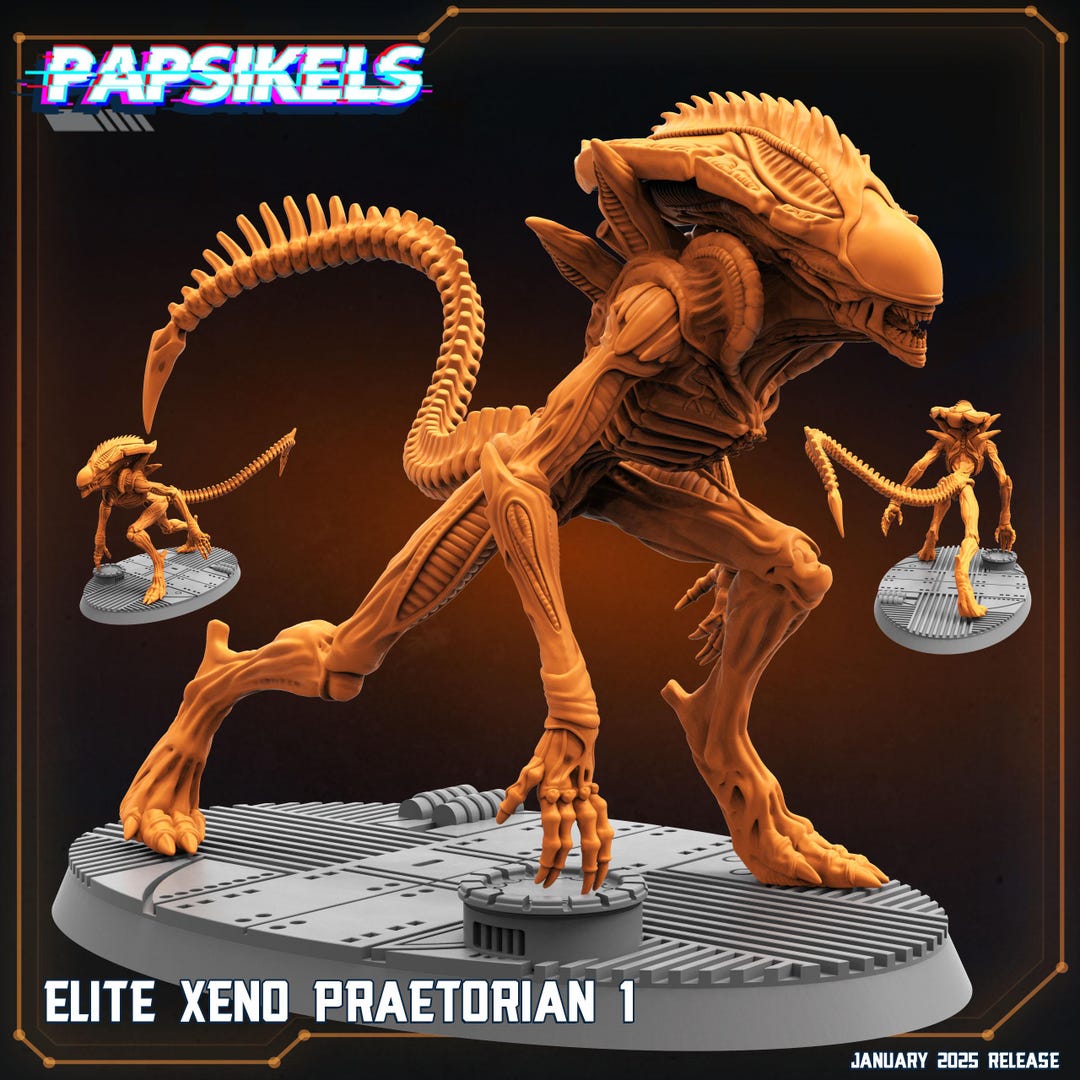 Elite Xeno Praetorian 1 - 32mm Scale on Oval 48x75mm Base by Papsikels ...