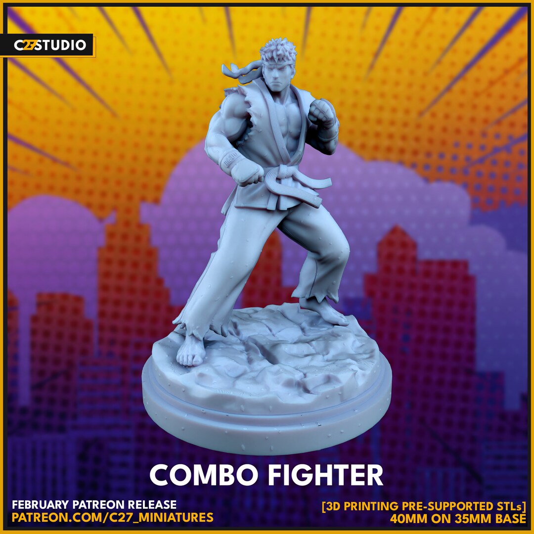 Combo Fighter 40mm on 35mm Base by C27 Miniatures Great for Crisis ...