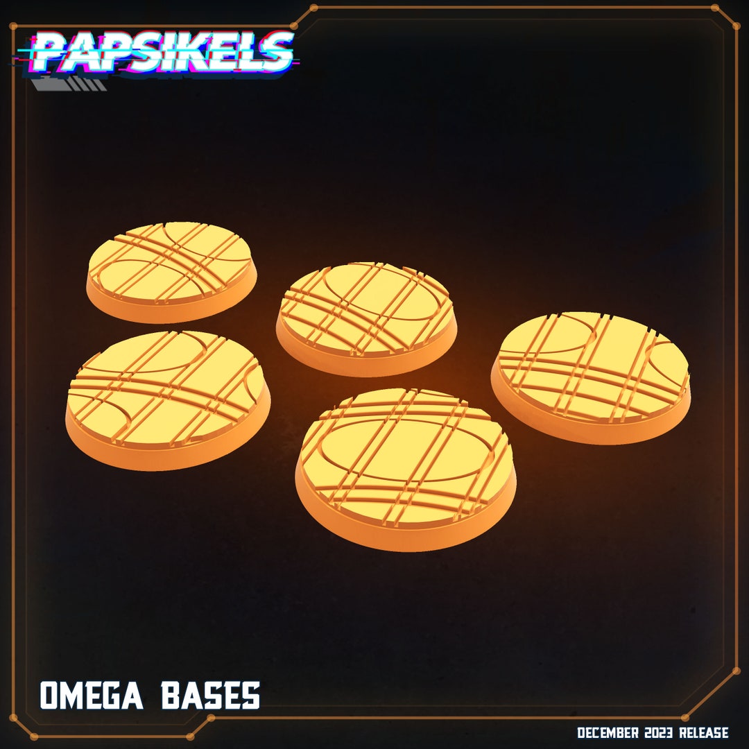 Omega Bases (set of 5 40mm Bases) by Papsikels Great for Cyberpunk ...