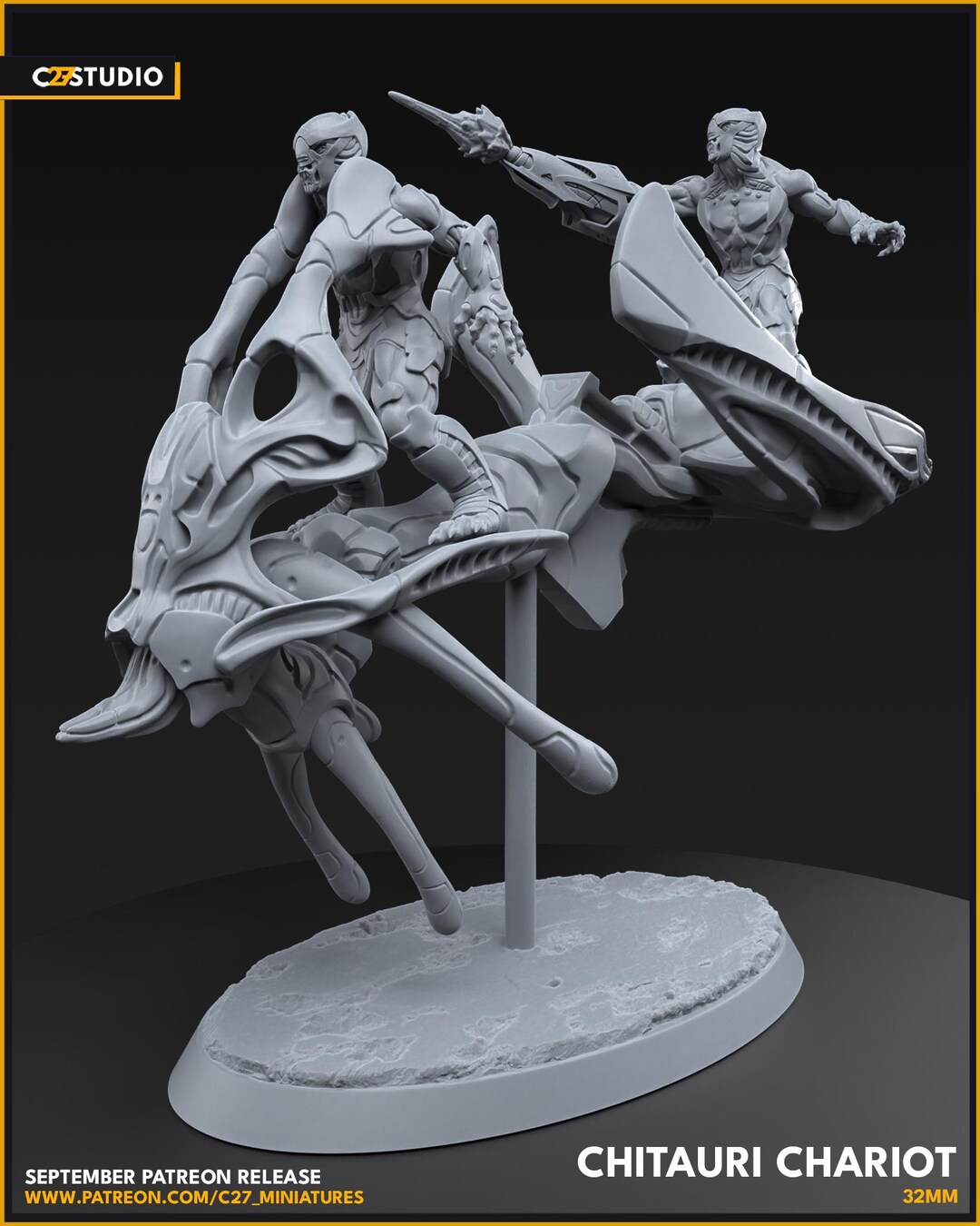 Alien Chariot 32mm Scale on 60mm Oval Base by C27 Miniatures Great for ...