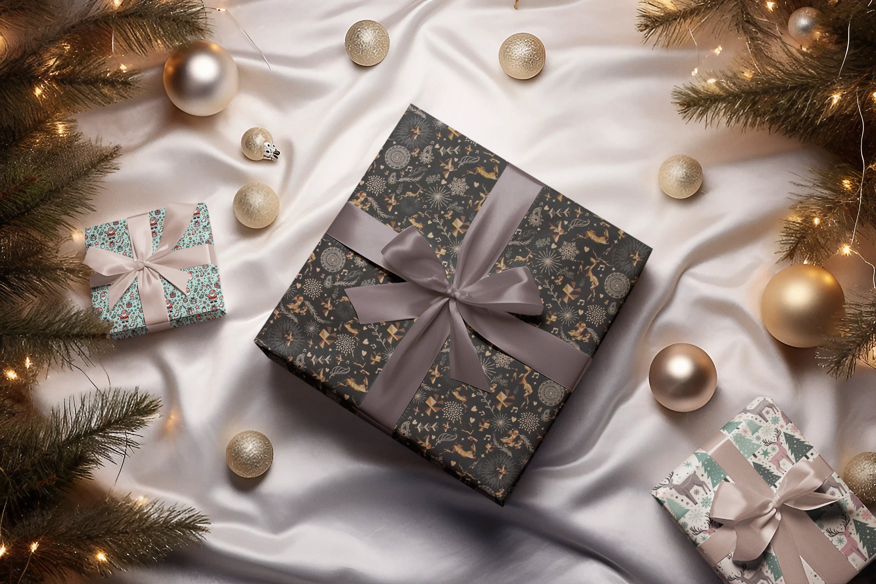 Elegant Midnight Celebration Wrapping Paper Gold and Black Festive ...