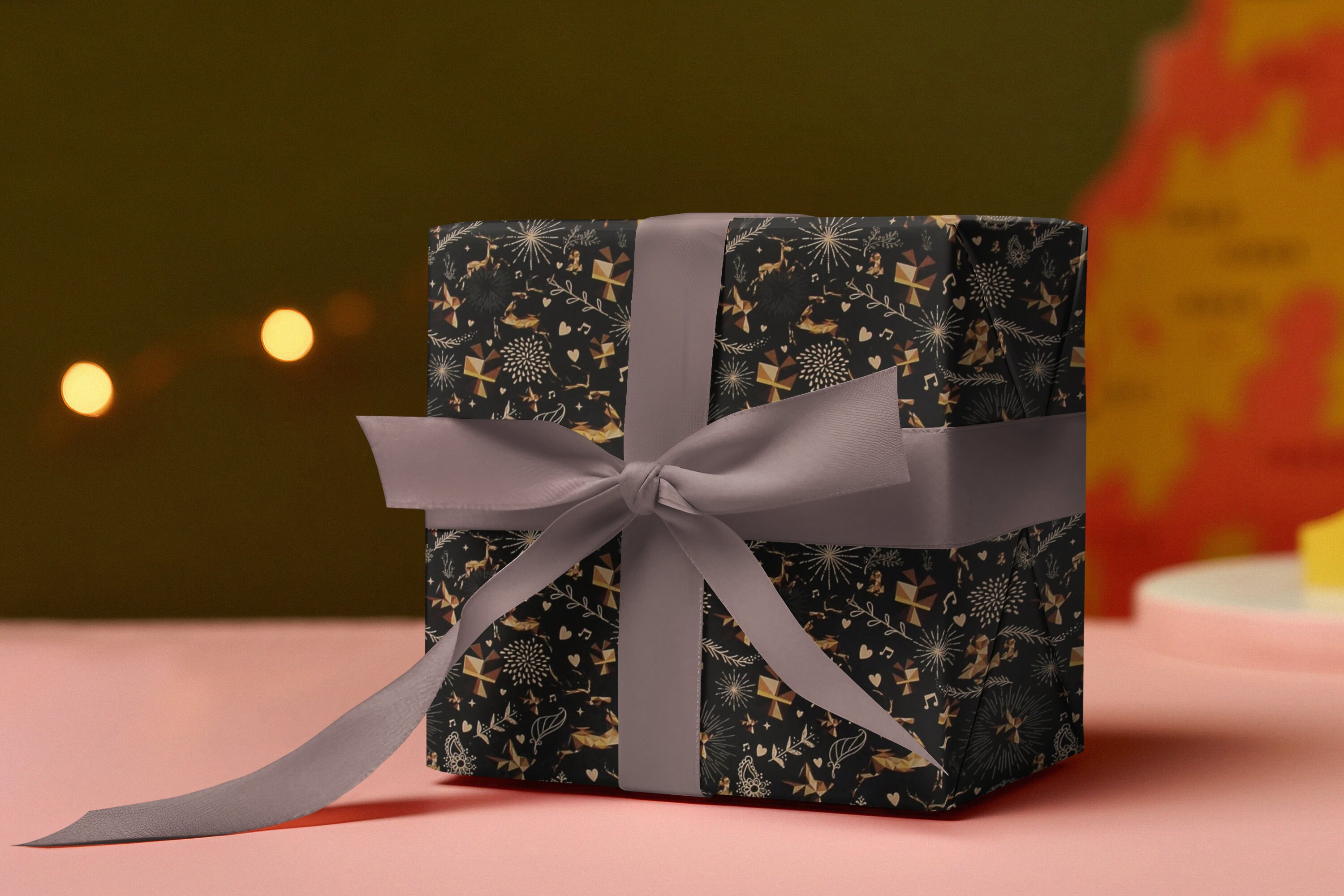 Elegant Midnight Celebration Wrapping Paper Gold and Black Festive ...