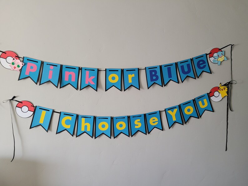 Pokemon Gender Reveal, Pokemon Baby Shower, Pikachu Banner, Pikachu ...