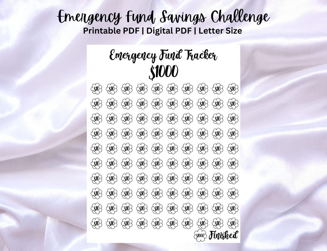 Emergency Fund Savings Challenge - Printable & Digital Budget Tracker ...