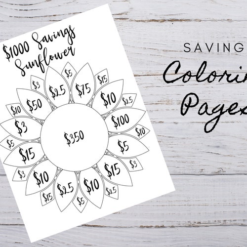 Birthday Savings Challenge Coloring Pages Color by Number - Etsy