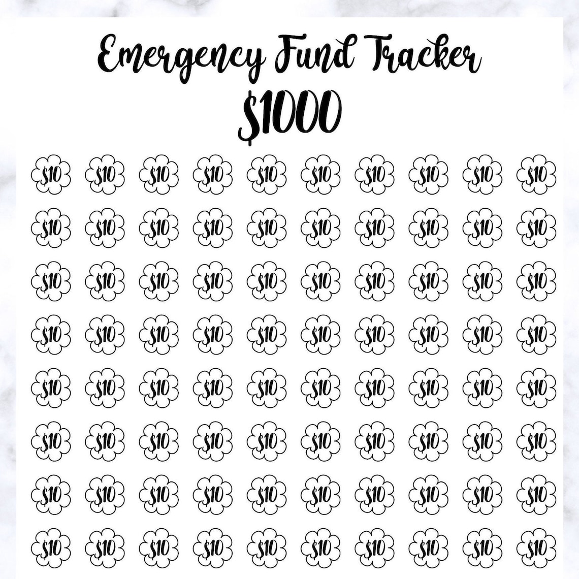 Printable 1000 Emergency Fund Savings Tracker Savings - Etsy