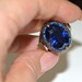 Blue Sapphire Signet Men Ring, Unique Sterling Silver Gemstone Men's ...