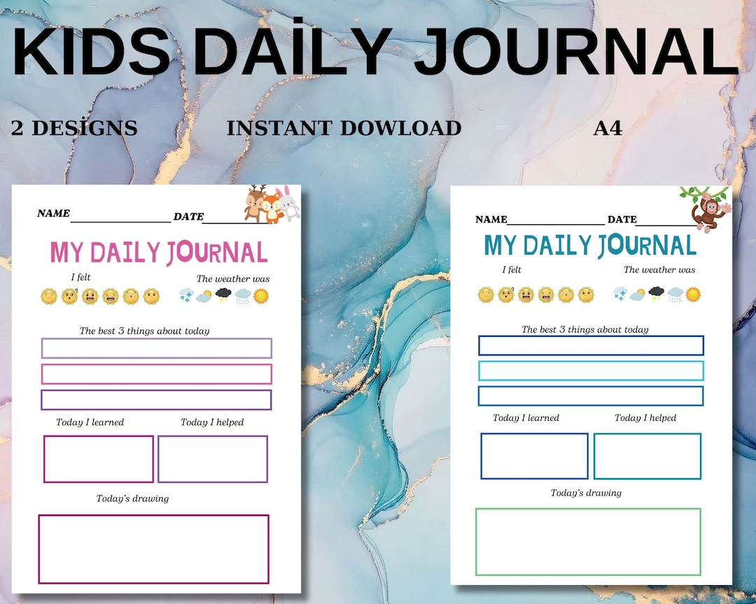 Kids Daily Journal Printable, Journal for Kids, Diary for Children ...