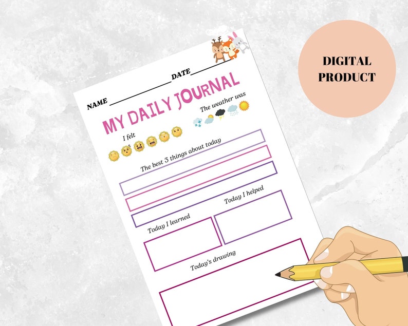 Kids Daily Journal Printable, Journal for Kids, Diary for Children ...