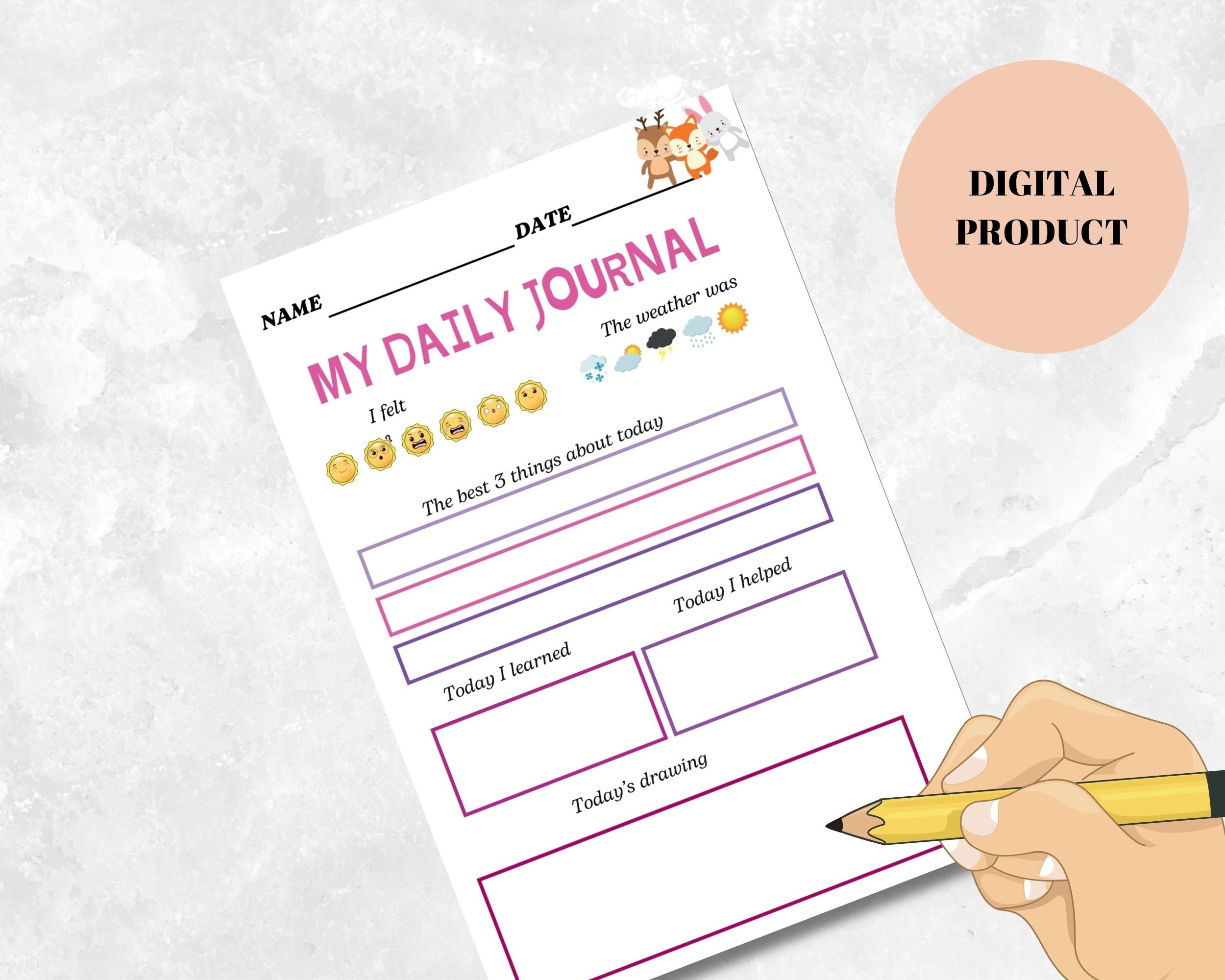 Kids Daily Journal Printable, Journal for Kids, Diary for Children ...