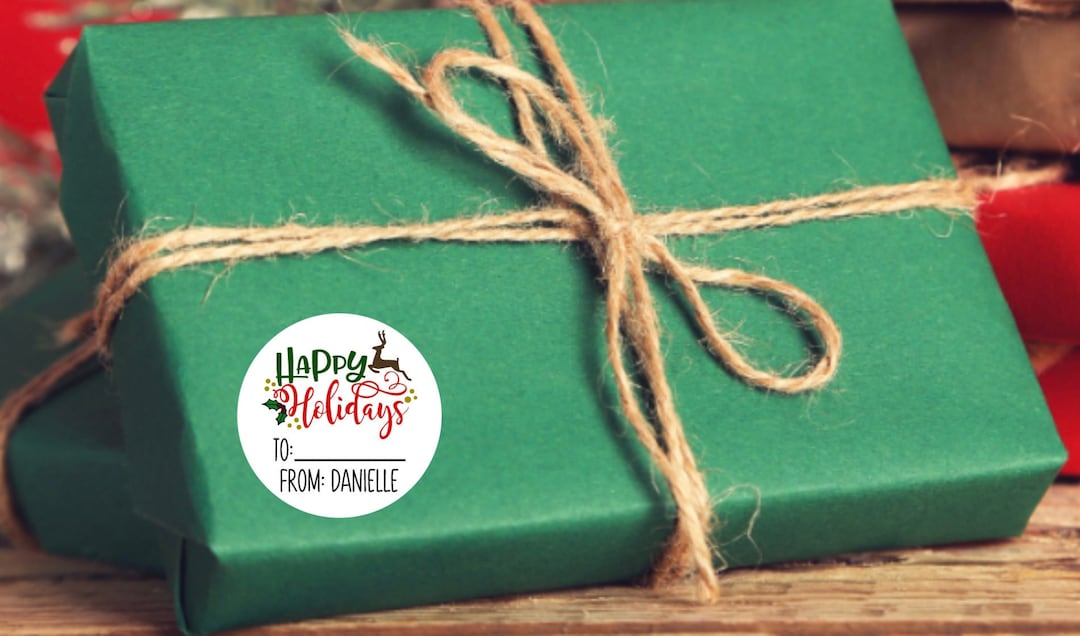 Customizable Happy Holidays Gift Stickers Happy Holidays Gift Stickers ...