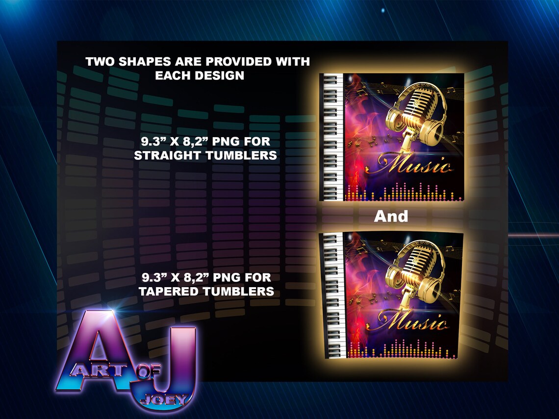 Music Tumbler Sublimation Design: Headphones & Mic (digital Download ...
