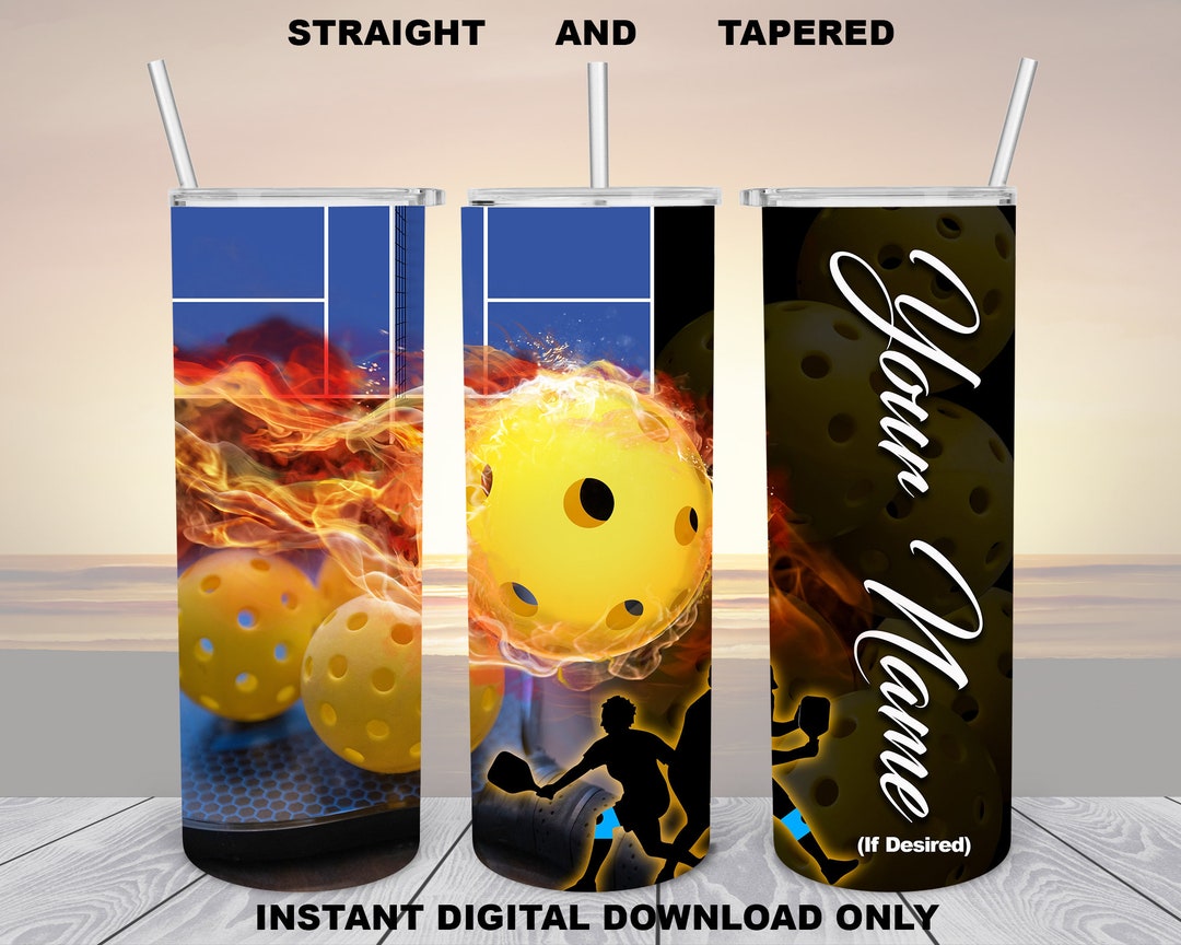 Pickleball in Flames, 20oz Skinny Tumbler, Sublimation Design for ...