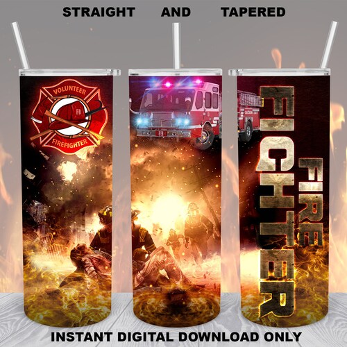 Firefighter Fire EMS Rescue Sublimation Design 20oz Skinny - Etsy