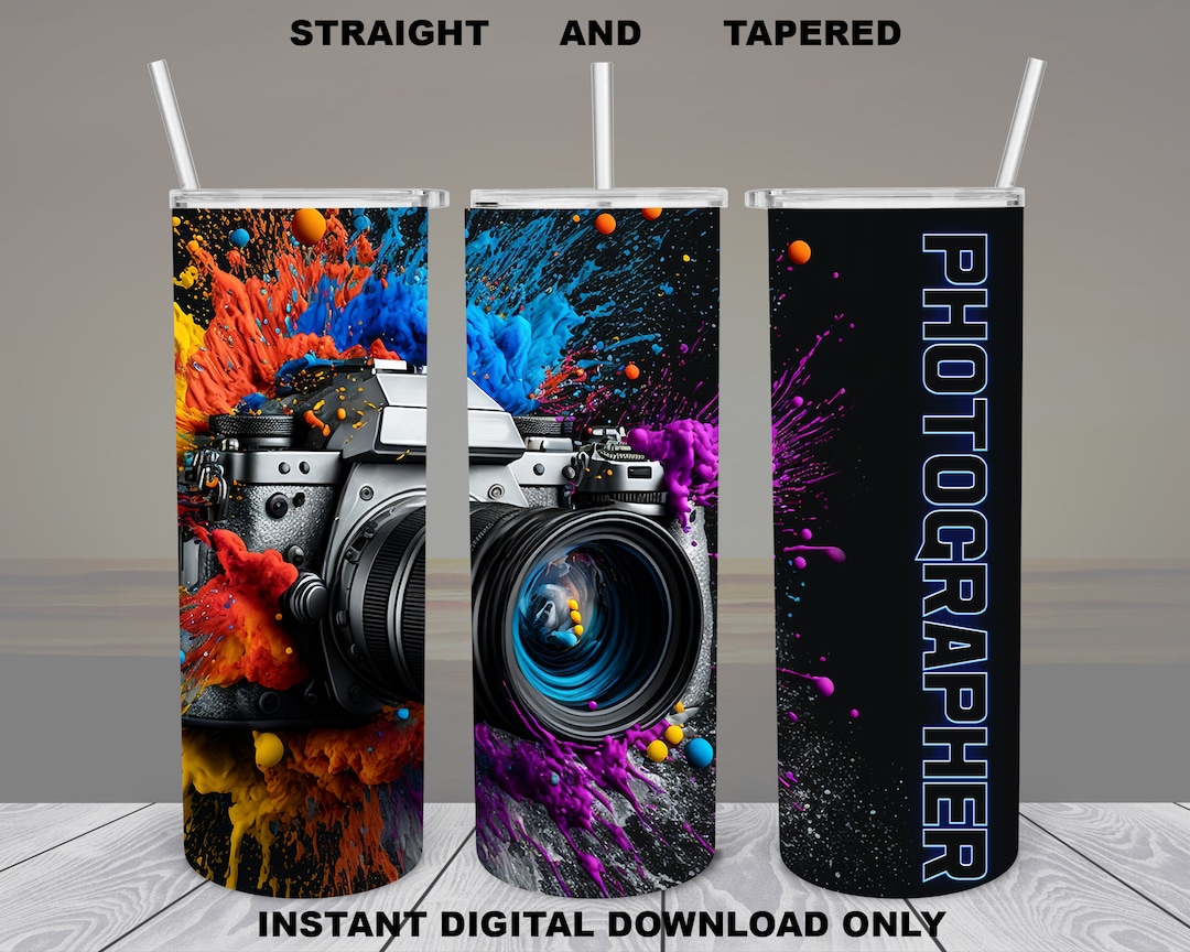 Photographer Camera 20oz Tumbler Sublimation Design (digital Download ...