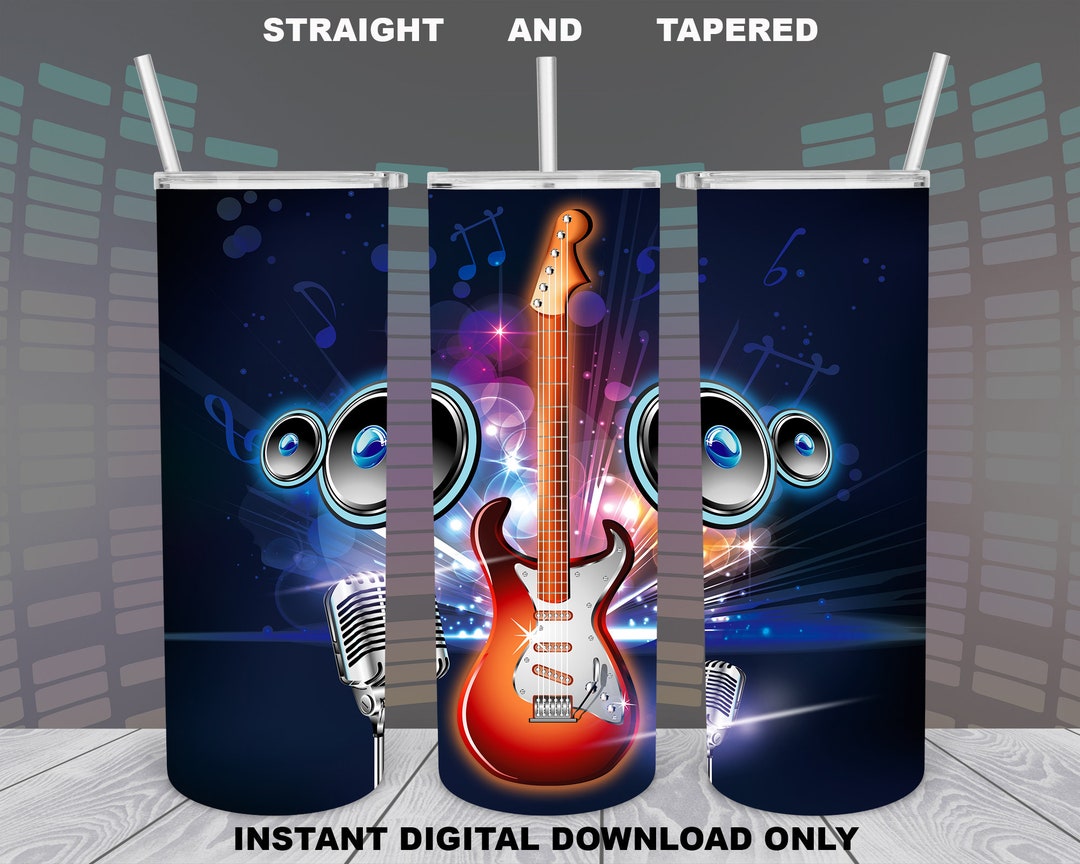 Electric Guitar Tumbler Sublimation Design: Mics & Speakers (digital ...