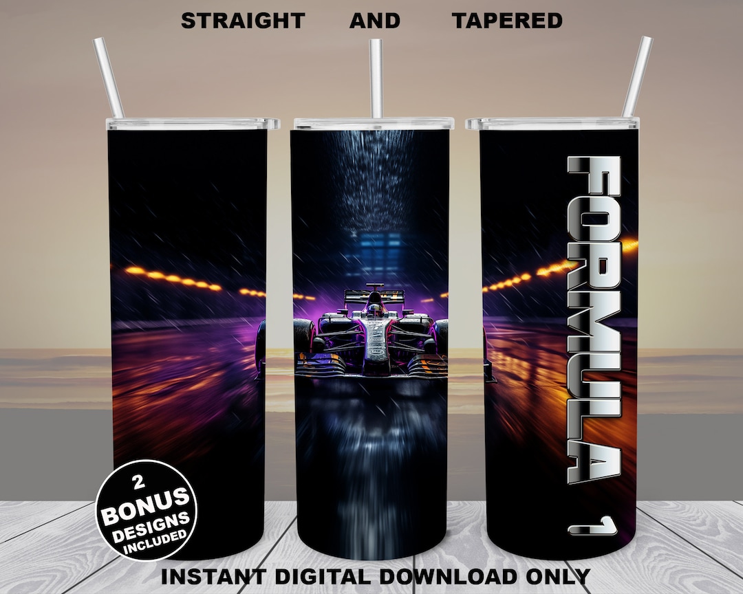 Formula 1, Night Racing, 20oz Skinny Tumbler, Sublimation Design for ...