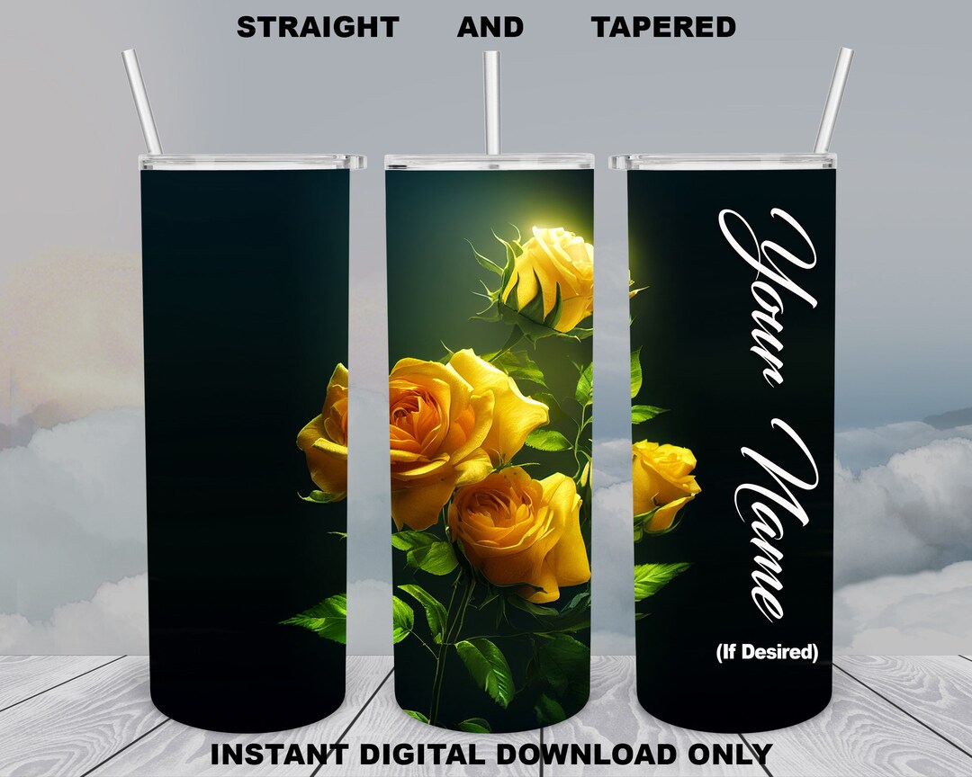 Yellow Roses, 20oz Skinny Tumbler, Sublimation Design for Straight ...