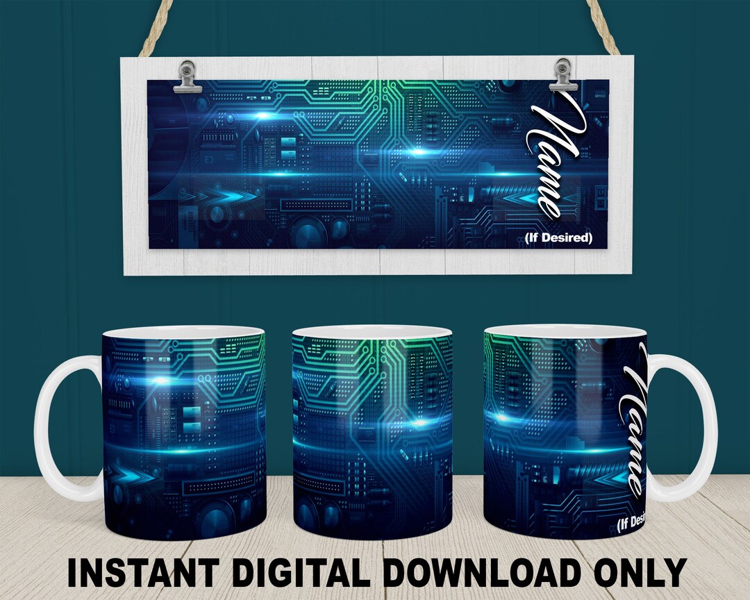 Circuit Board Mug Sublimation Design: Full Wrap PNG (digital Download ...