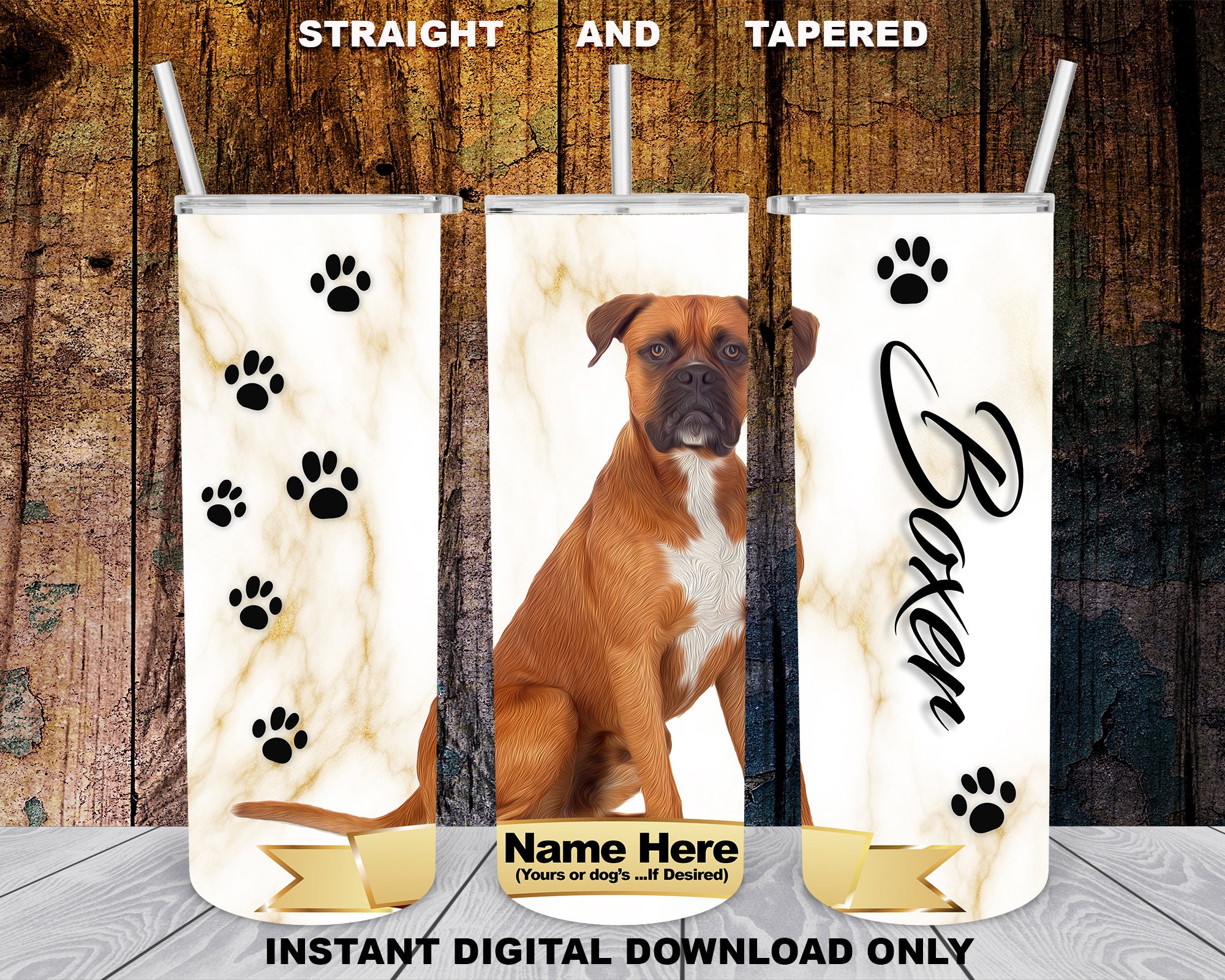Boxer Dog 20oz Skinny Tumbler Sublimation Design for - Etsy