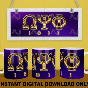 Omega Psi Phi, Fraternity, Gold and Purple (2 Versions), 11oz, 12oz and ...