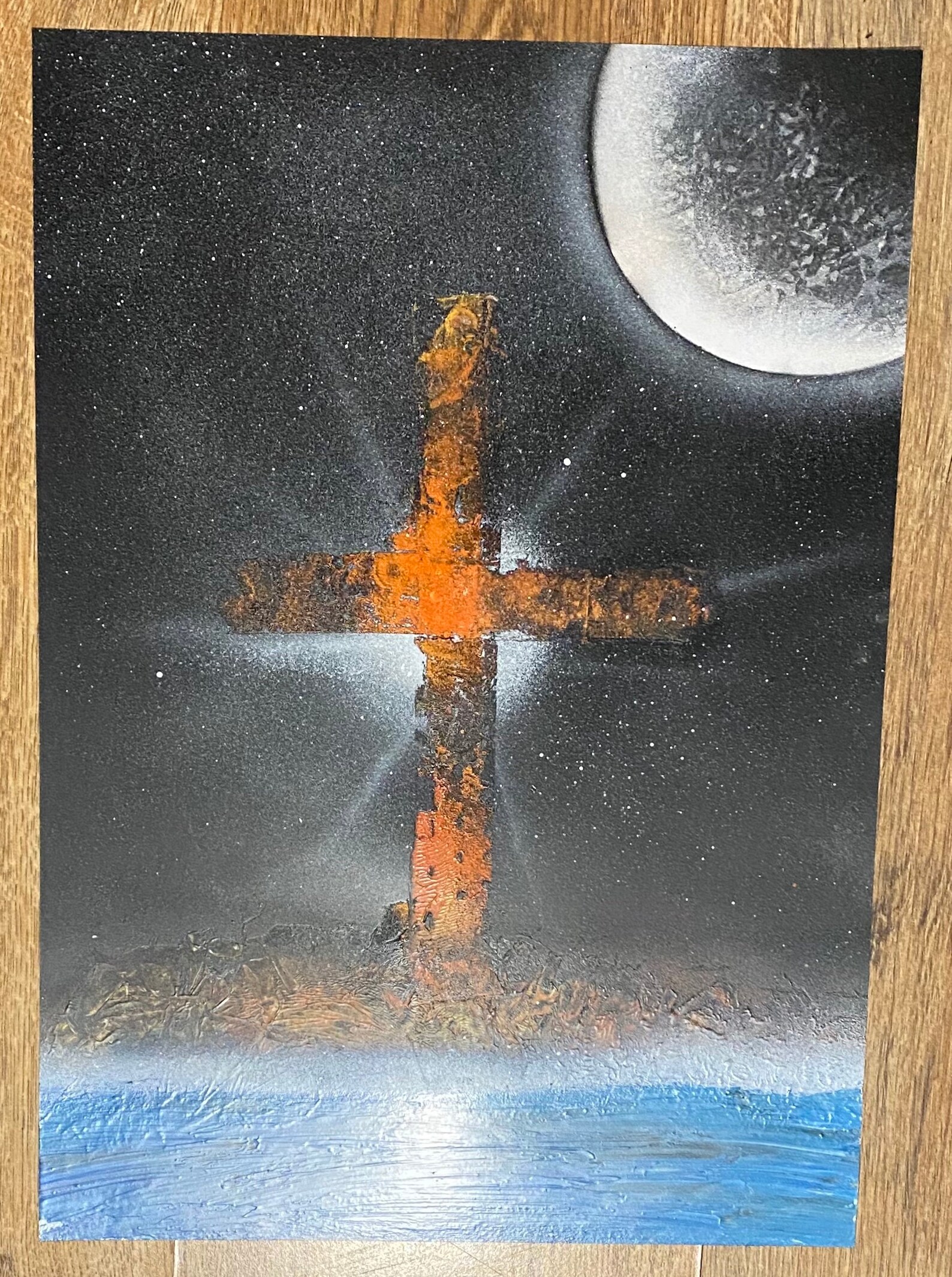 Cross Over Water Spray Paint Art - Etsy