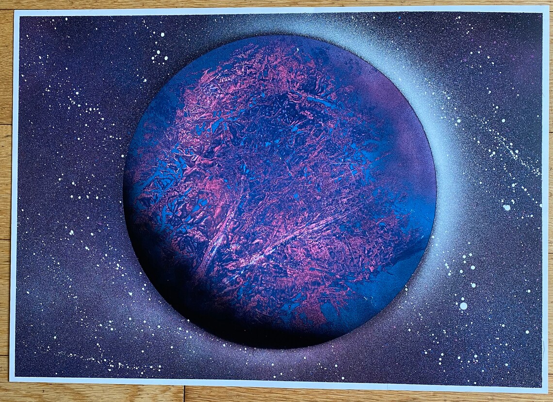 Purple and Blue Planet Spray Paint Art - Etsy