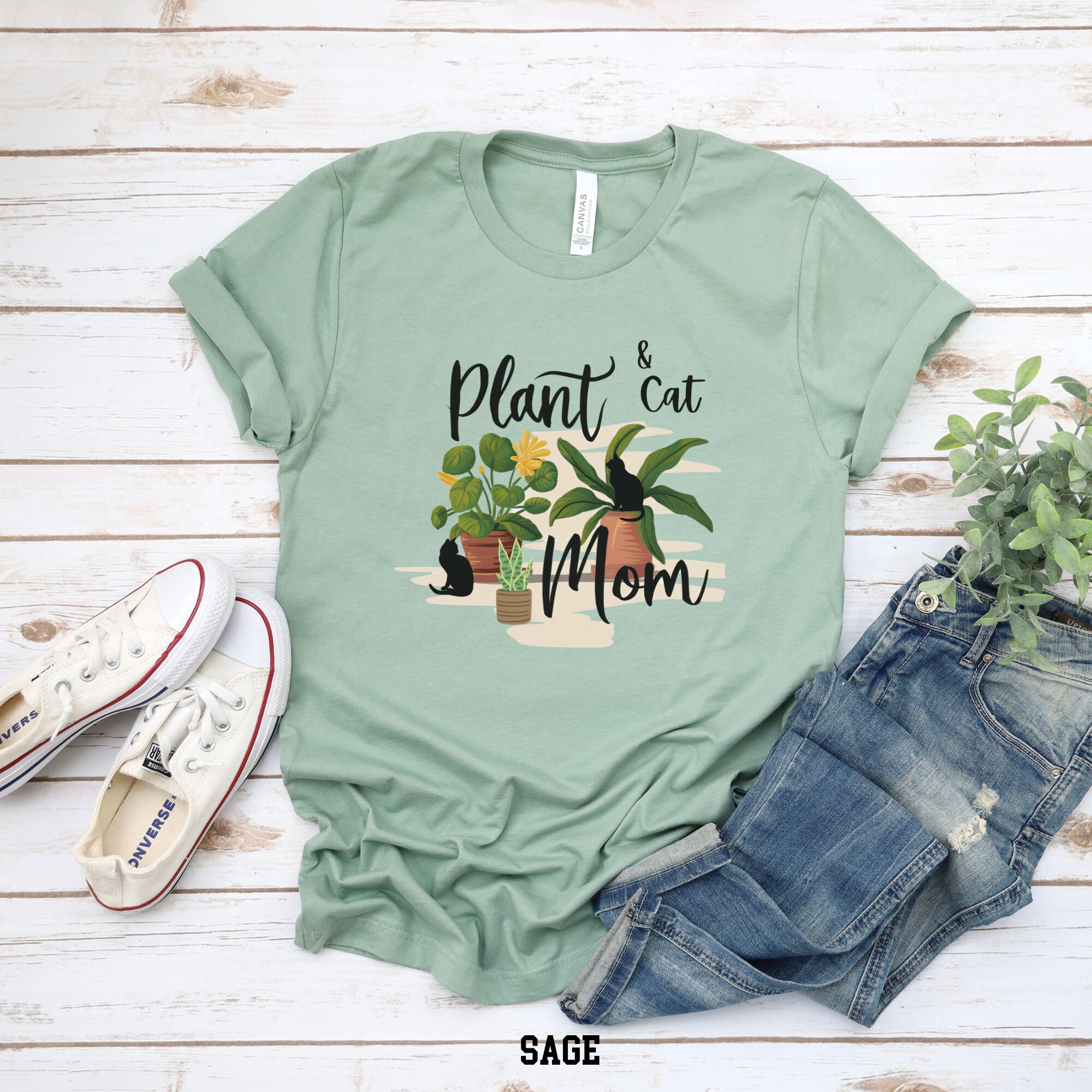 Cats and Plant Shirt, Crazy Plant Lady Shirt, Gardner Shirt, Plant ...