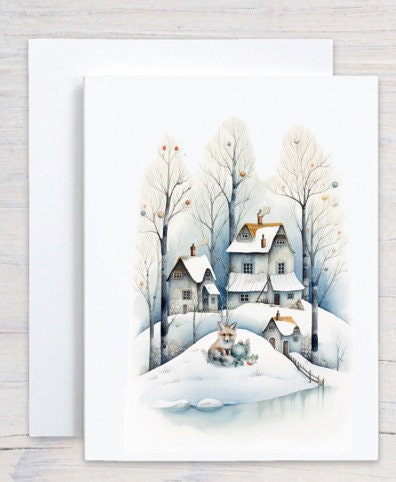 Christmas Holiday Card Sets Winter Woodland, Animal Cards, Winter ...