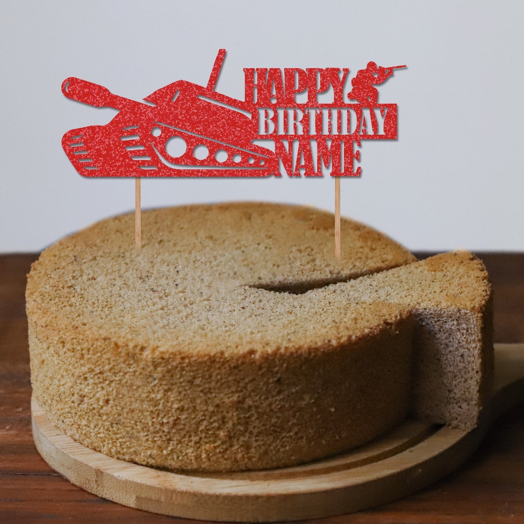 Customisable Tank Cake Topper Elegant, Personalised Decoration for ...