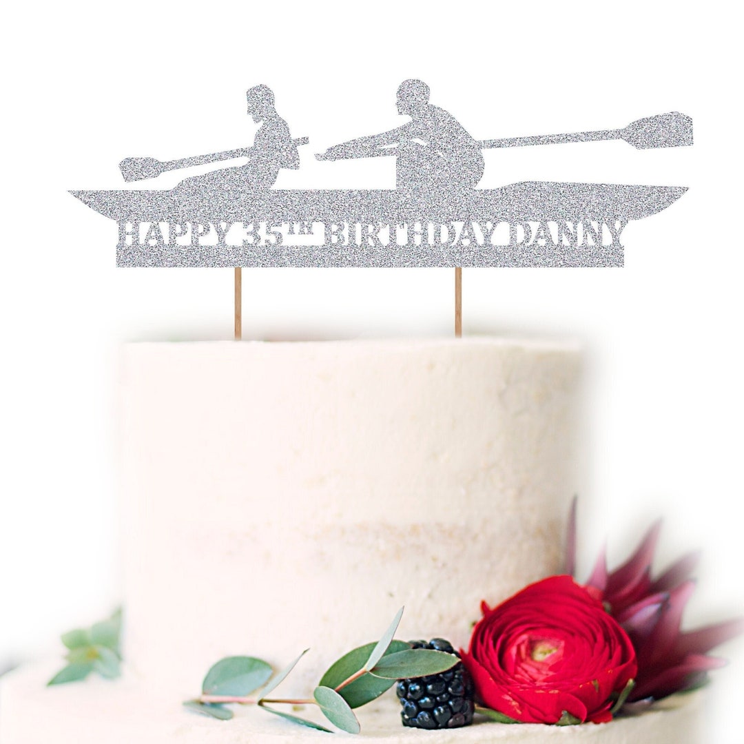 Customisable Rowing Birthday Cake Topper Elegant Personalised ...