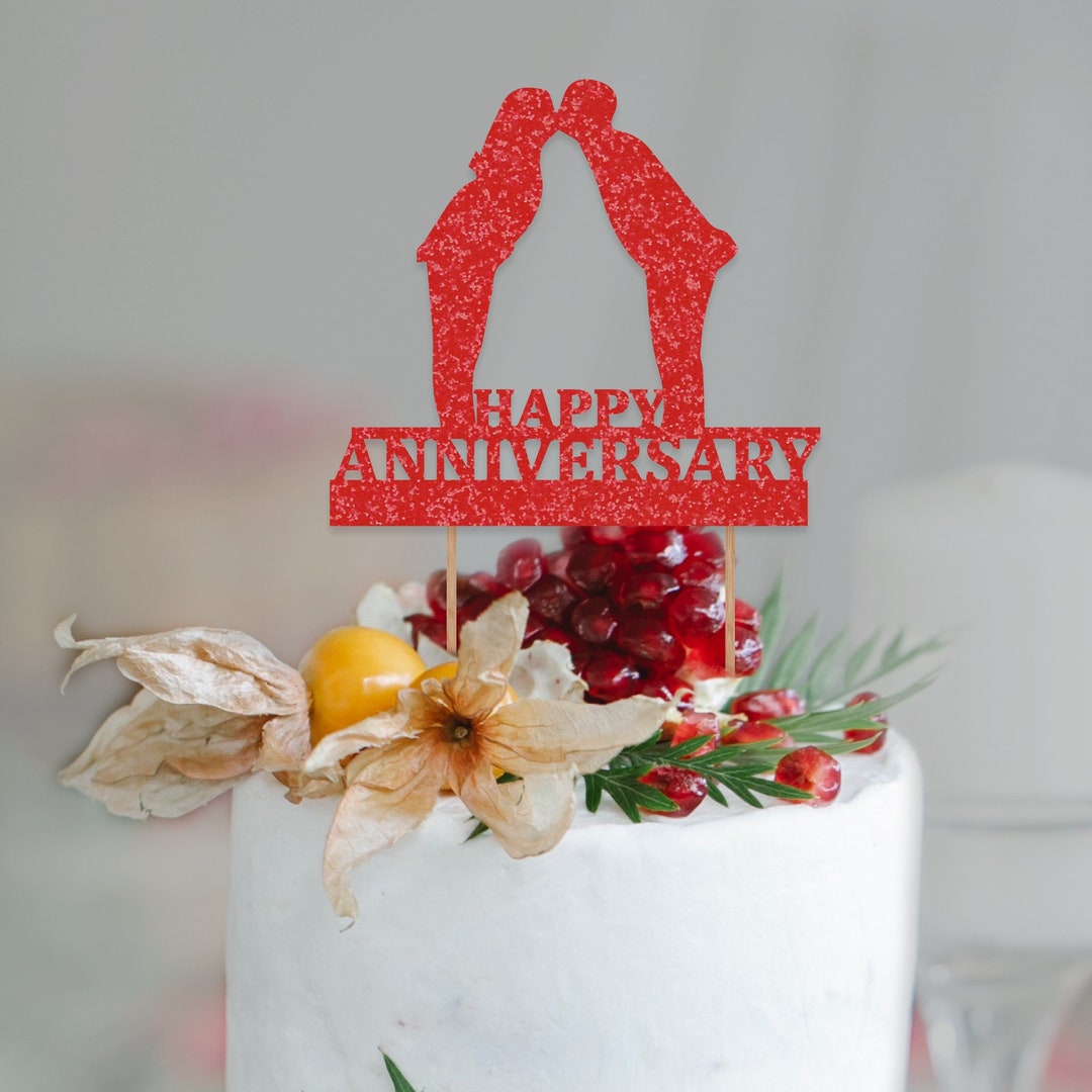 Personalised Anniversary Kiss Cake Topper - Elegant, Personalised ...