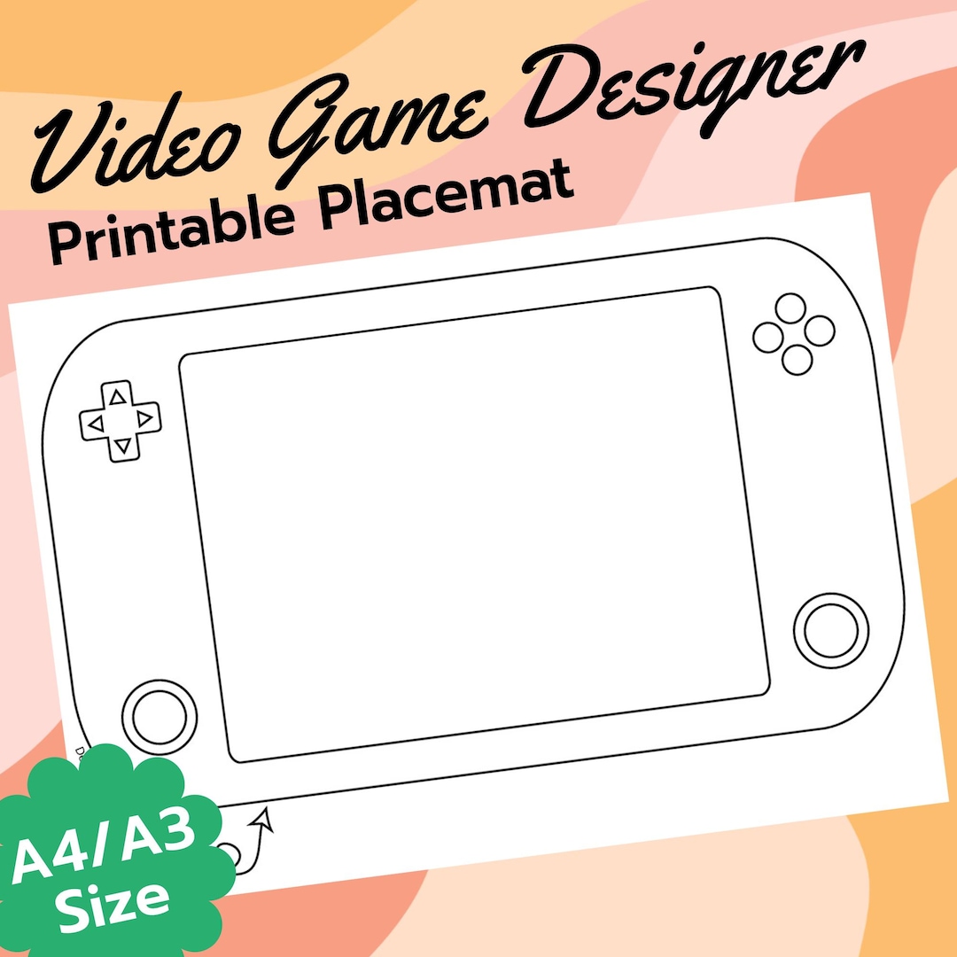 Video Game Themed Colouring Activity Placemat - Printable Fun for Kids ...