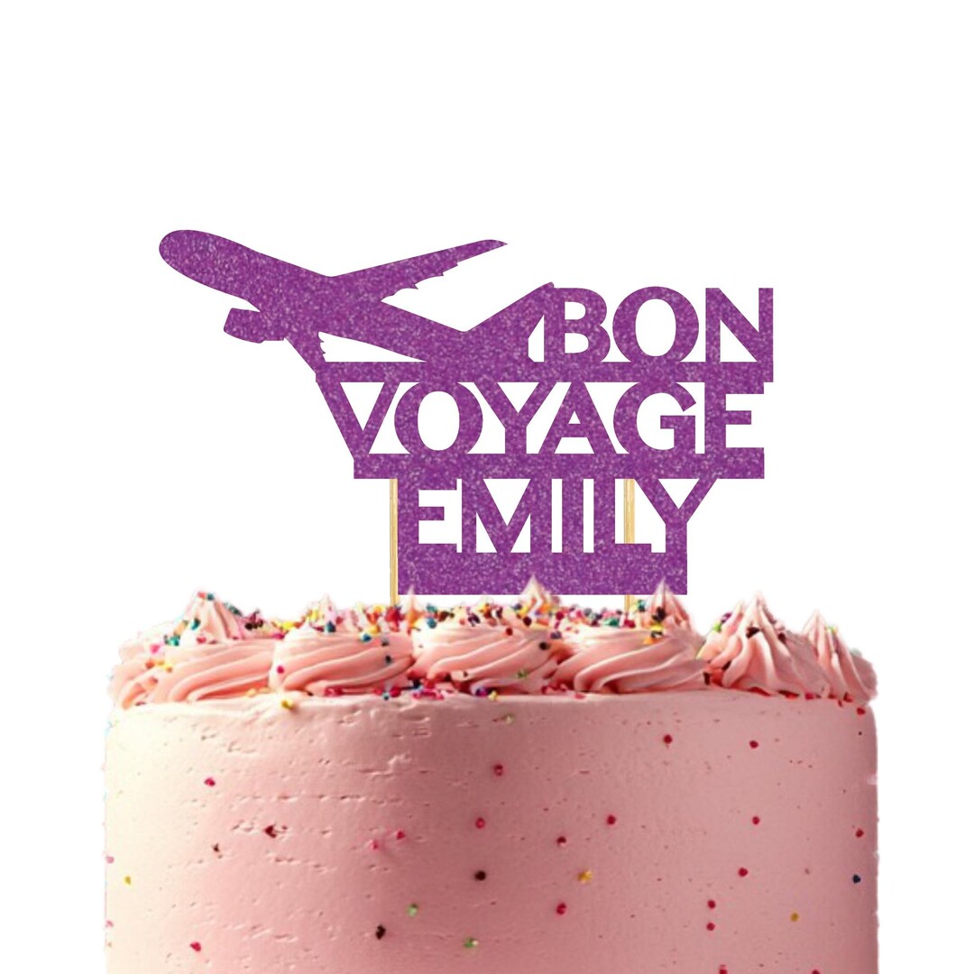 Personalised Bon Voyage Leaving Cake Topper - Elegant, Decoration for ...