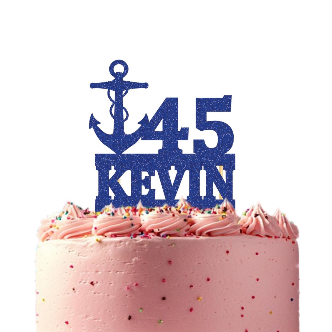 Personalised Maritime Nautical Anchor Cake Topper - Elegant ...