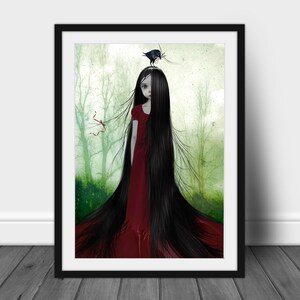 Rapunzel Gothic Fairytale Art Print, Creepy Cute Dark Fantasy Decor ...