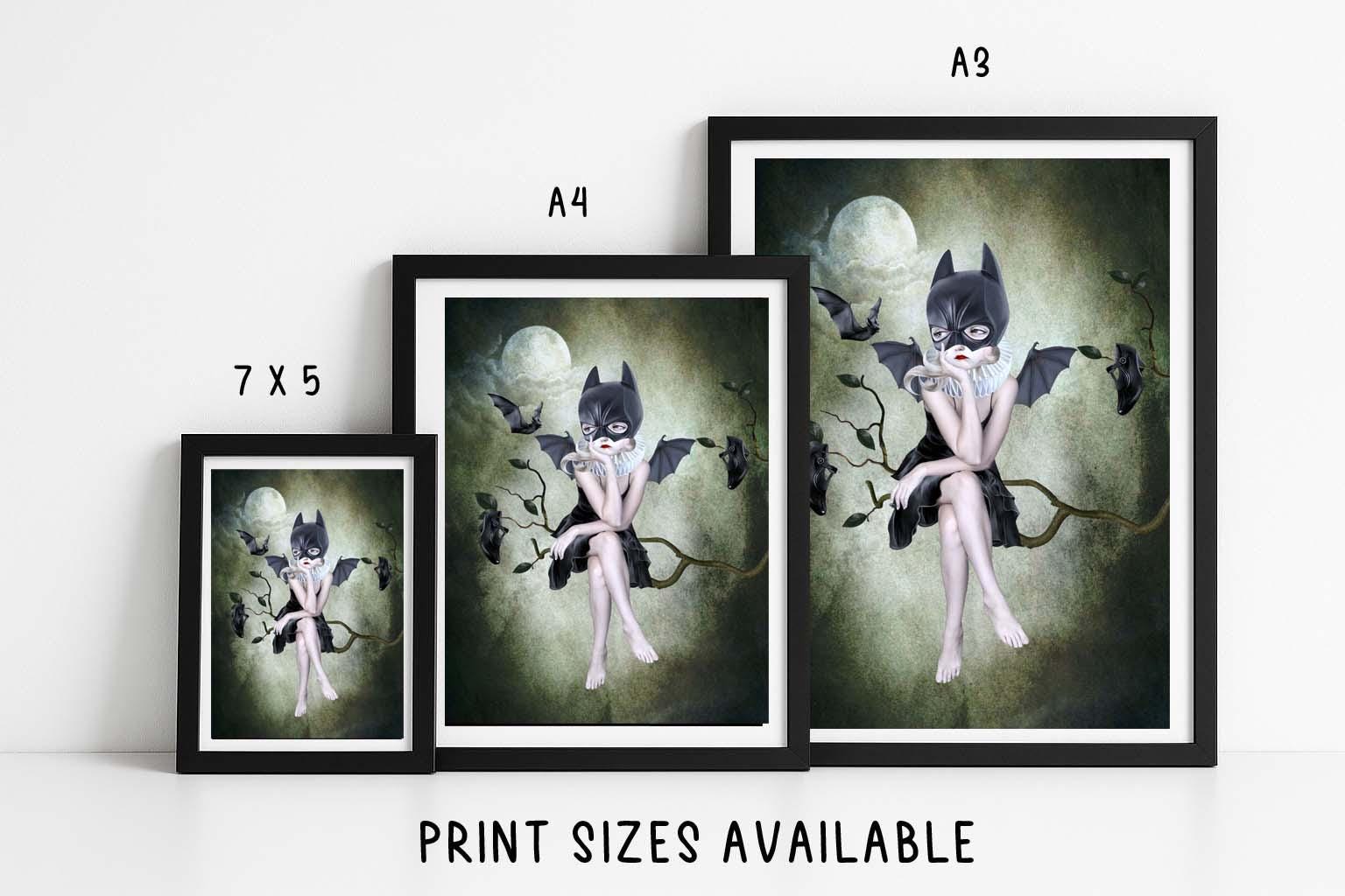 Pop Surrealism Art Print | Bat Wall Decor | Dark Whimsical Artwork - Etsy