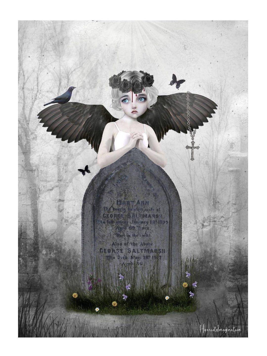 Fallen Angel Print Darkness Gothic Wall Art Goth Home Decor - Etsy