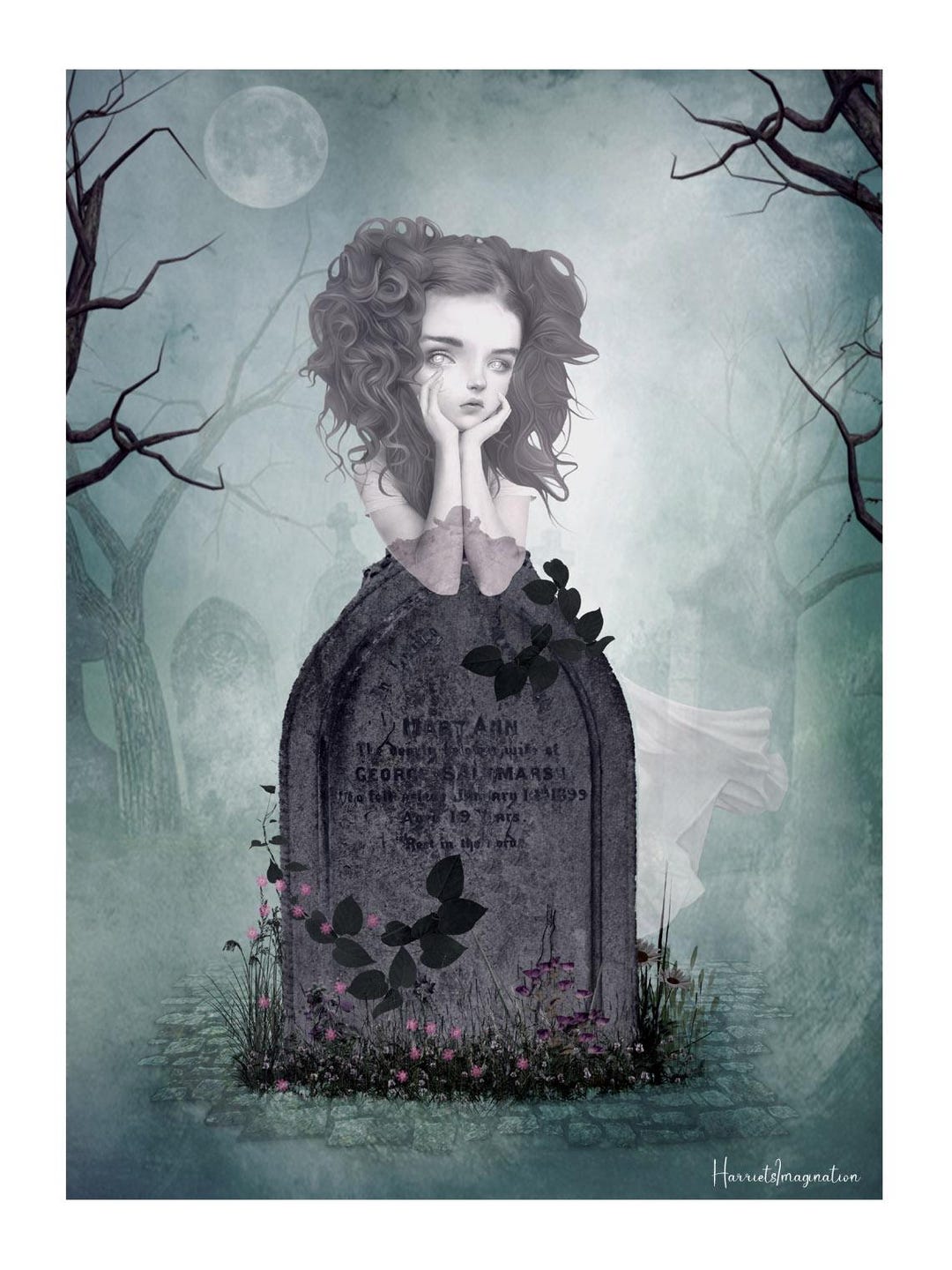 Ghost Girl Art Print - Dark Whimsical Art - Ghostly Home Decor - Etsy