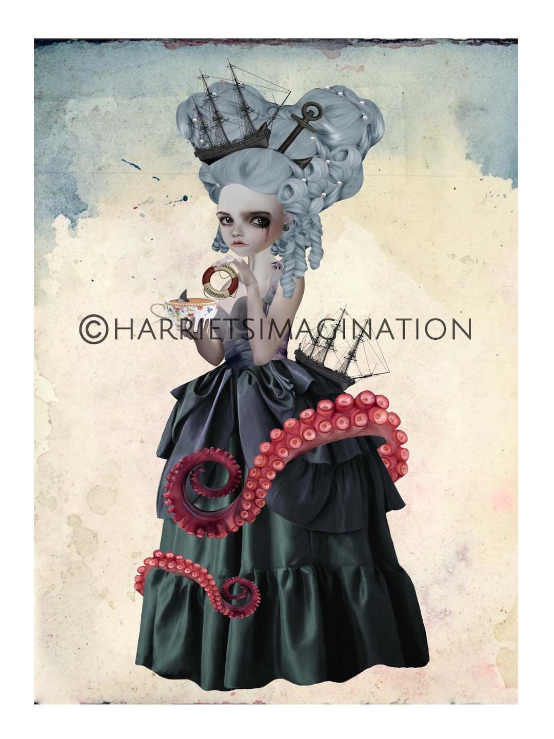 Greek Mythology Sea Goddess Art Print Nautical Fantasy Wall Art - Etsy