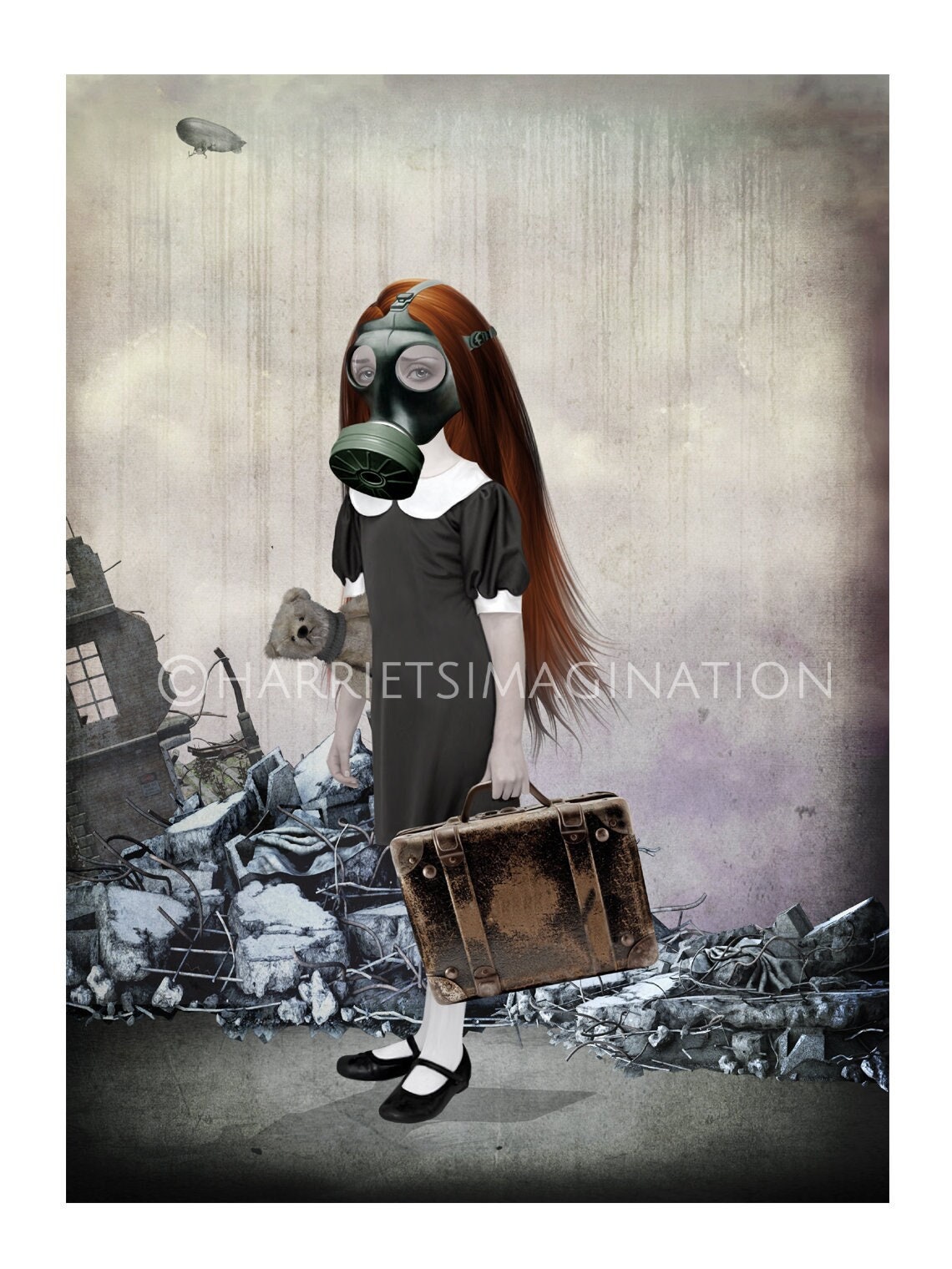 Girl Gas Mask Art