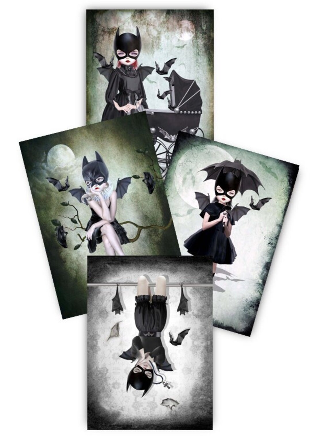 4 X Batgirl Postcard Set Bat Art Postcard Pack - Etsy