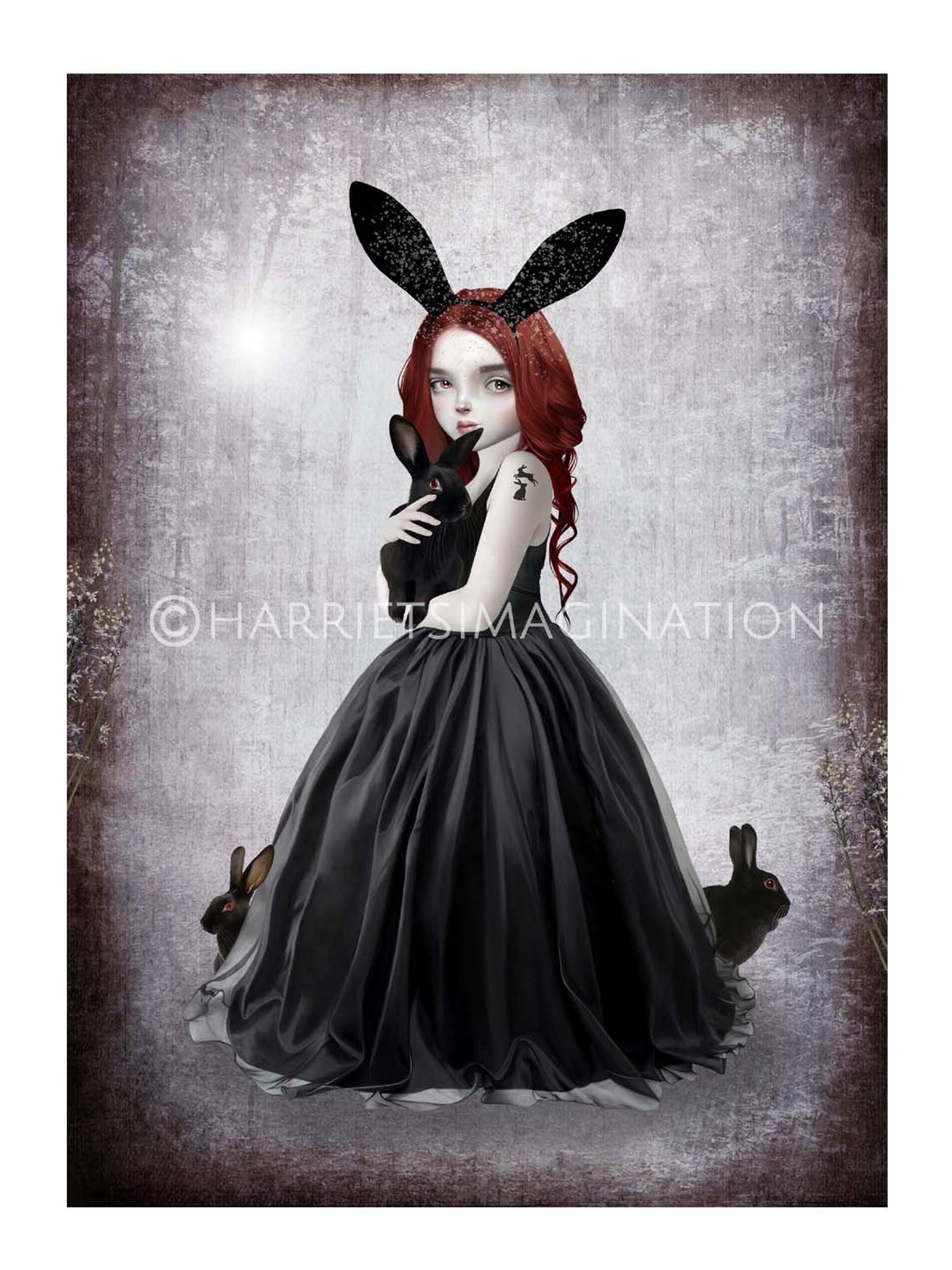 Dark Fantasy Art, Rabbit Art Print, Surrealism Art, Whimsigoth Decor - Etsy