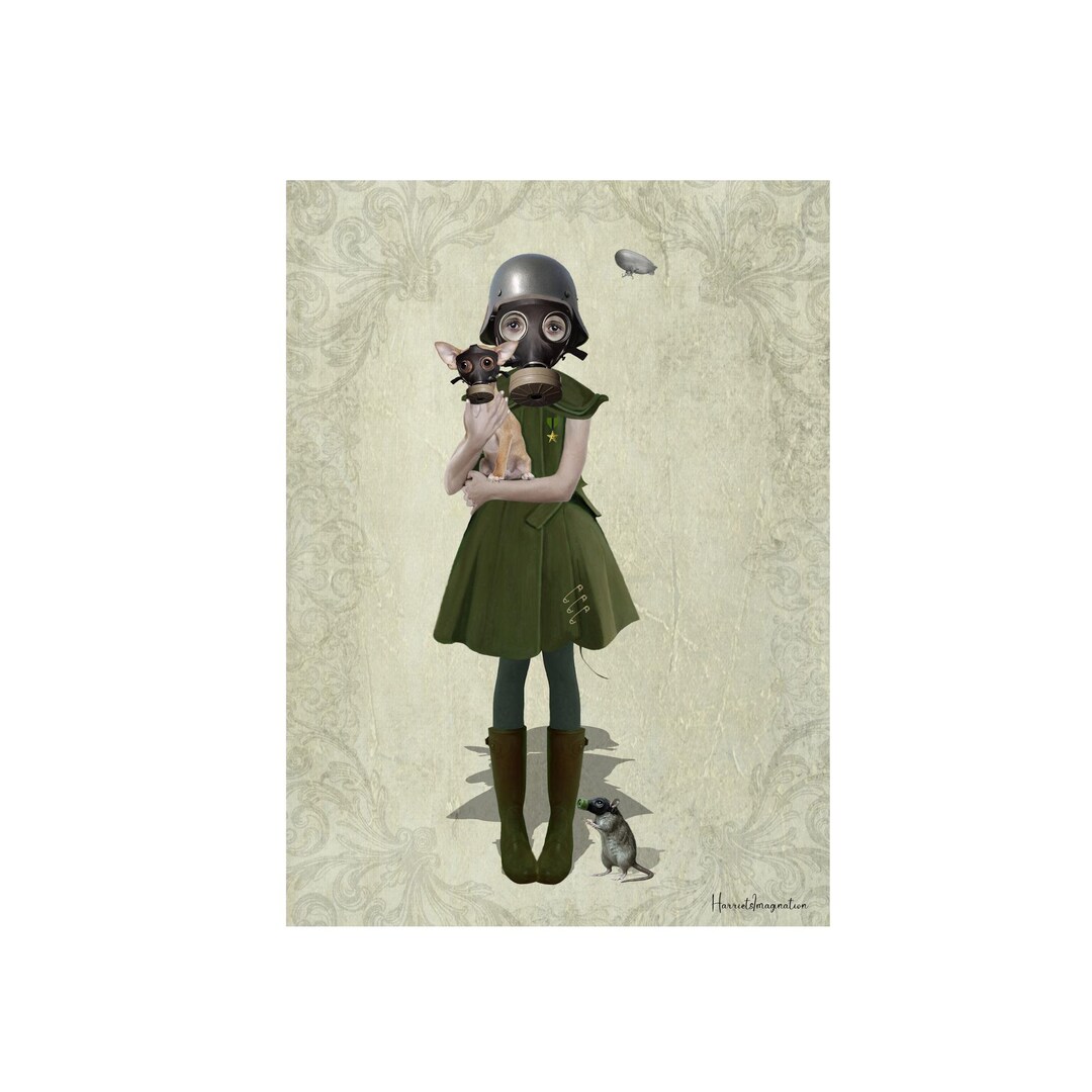 Gas Mask Girl Art Print, Pop Surrealism Lowbrow Artwork - Etsy