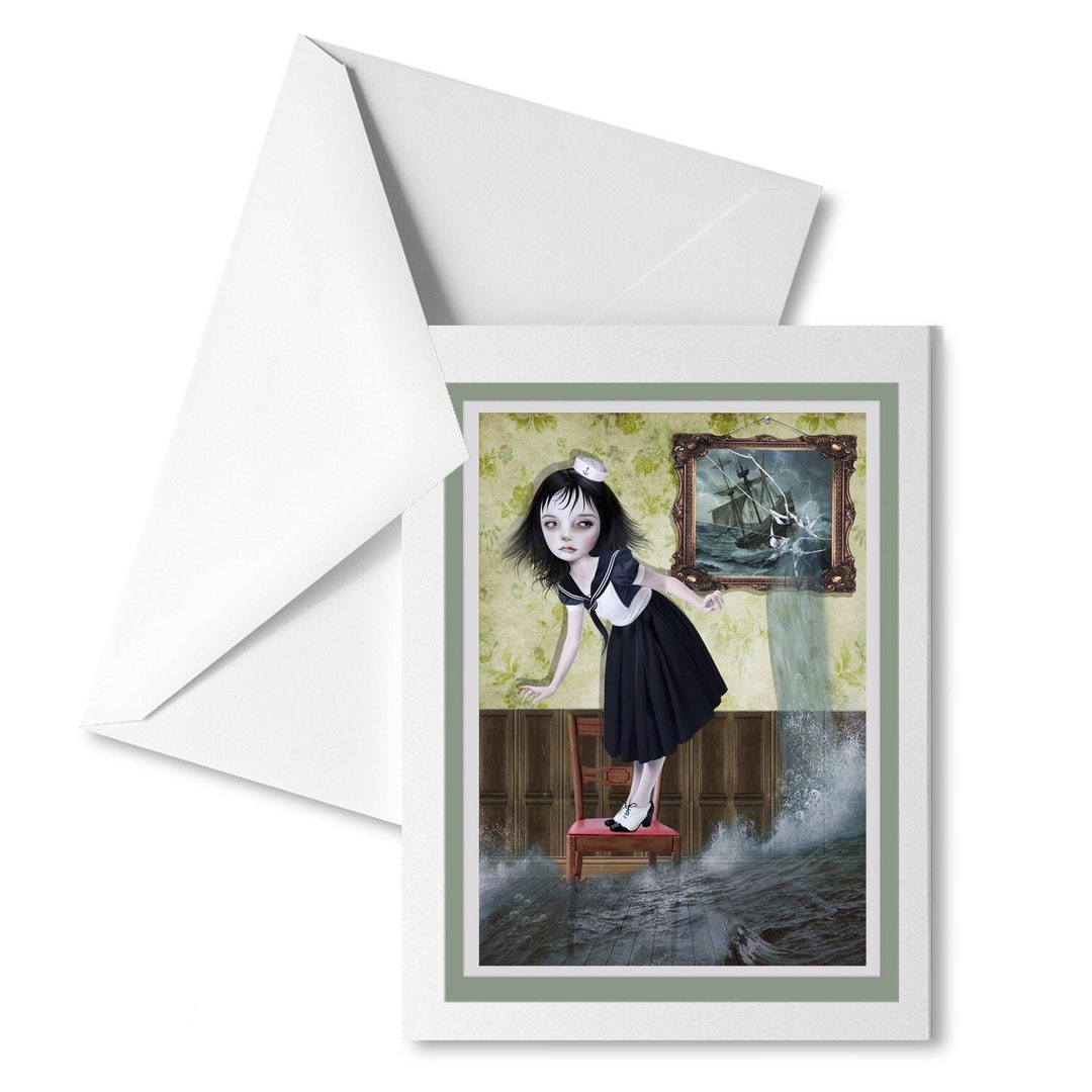 Whimsical Sailor Girl Art Greeting Card - Etsy