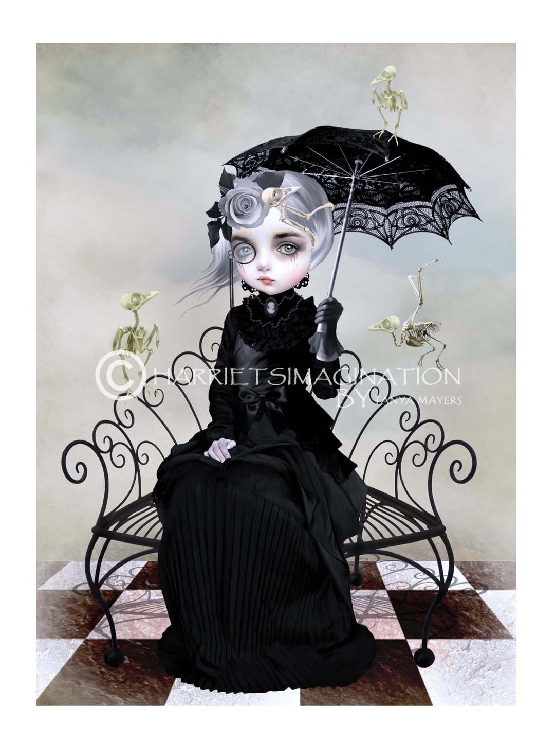 Gothic Victorian Lady Art Print, Gothic Home Decor - Etsy