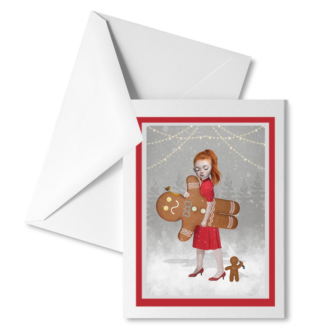 Gingerbread Man Christmas Card Whimsical Xmas Card - Etsy