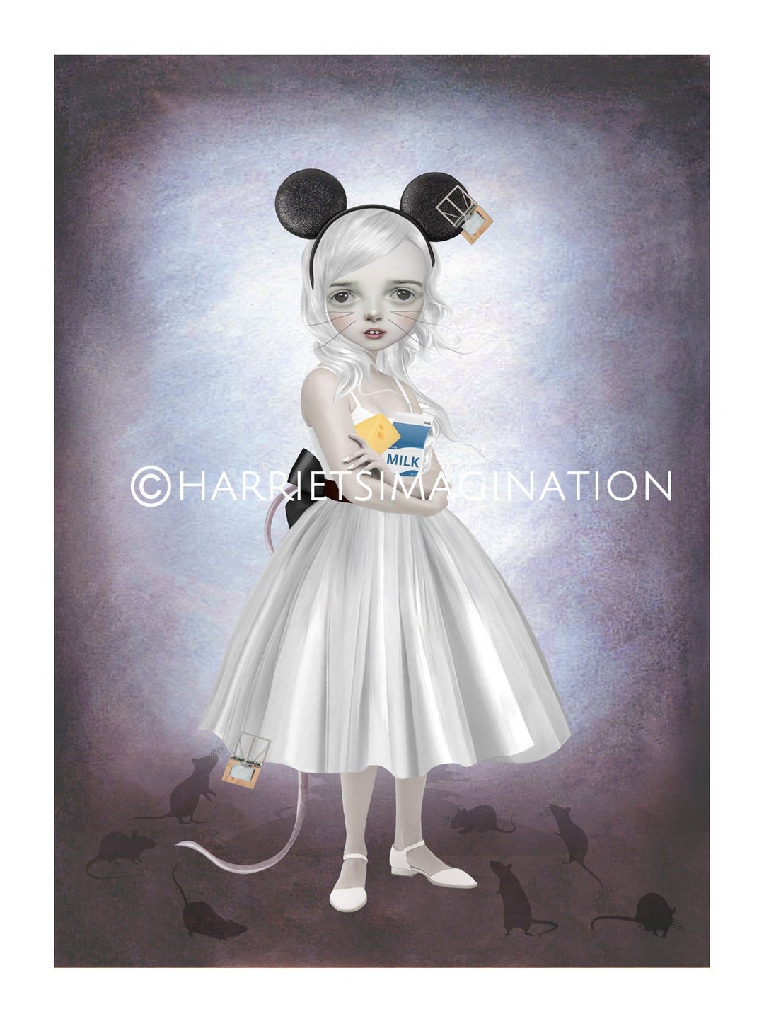 Pop Surrealism Art Print Mouse Girl Whimsical Decor - Etsy