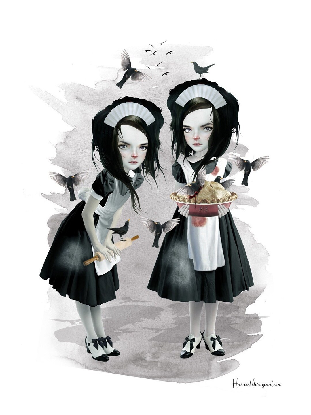 Gothic Nursery Rhyme Art Print Blackbird Wall Art - Etsy